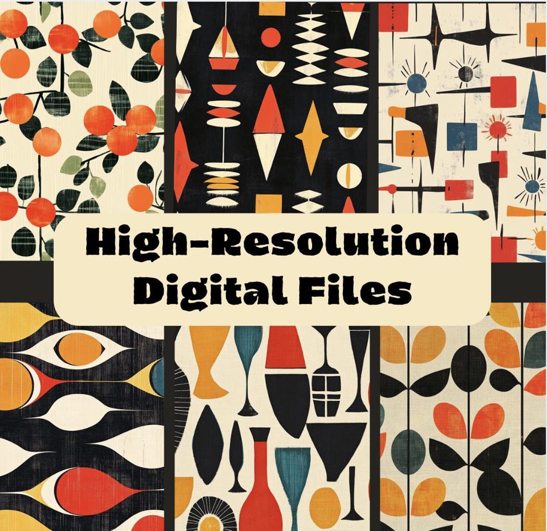 Midcentury Modern Print Designs 100+ Abstract Designs Instant Download ...