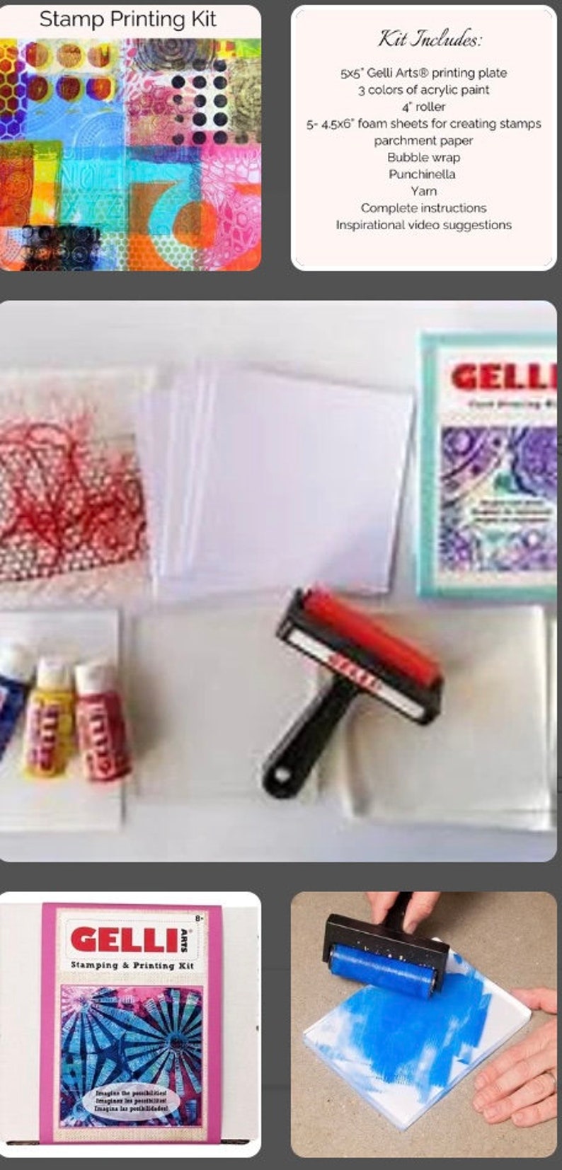 Gelli Arts Stamp Kit Printing Kit Gel Plate Kit Monoprinting Kit, DIY ...