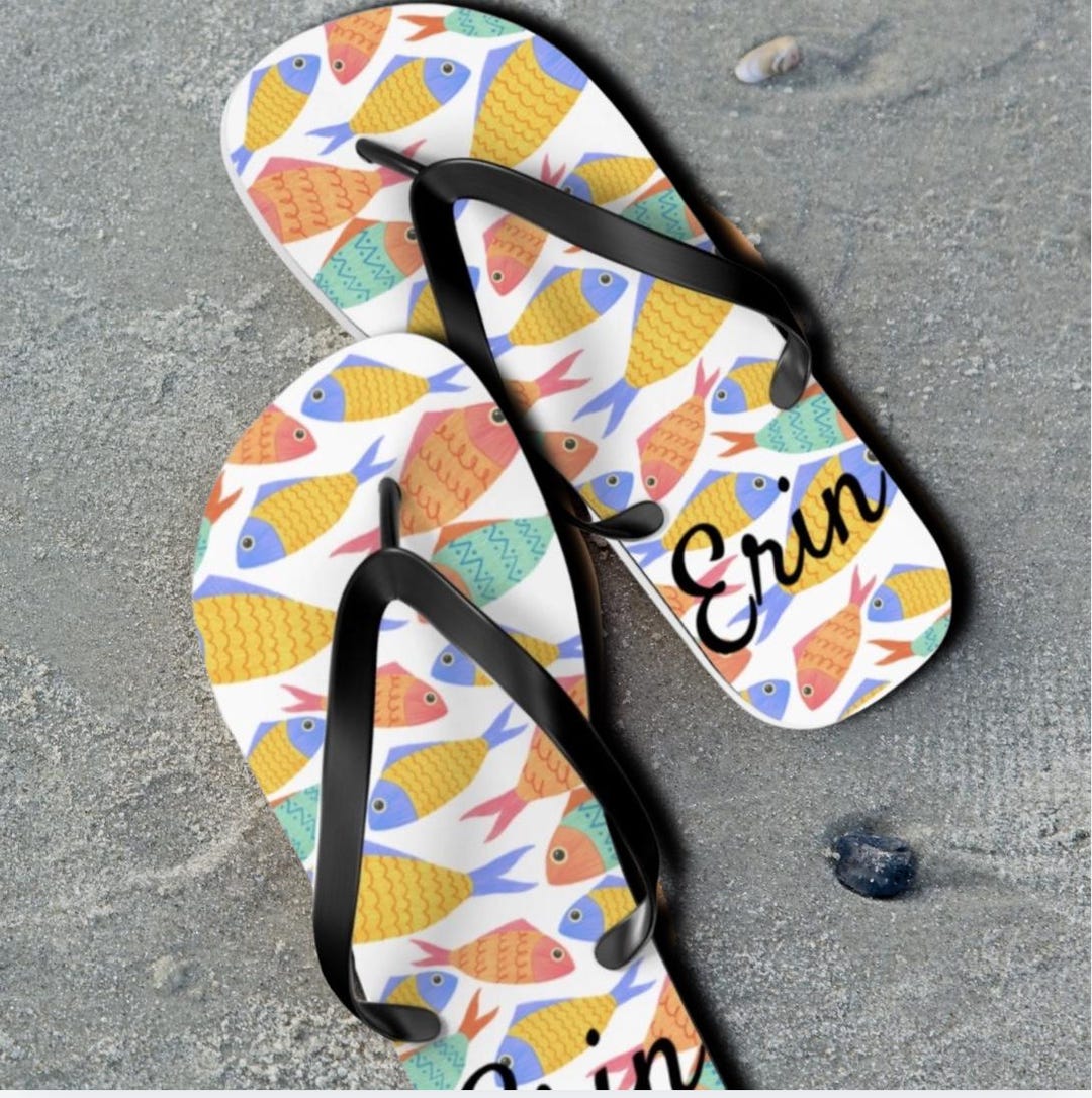 Personalized Flip Flop Sandal With Fish Flip Flop With Fish Design ...