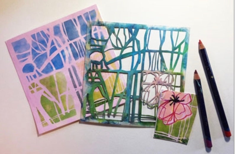 Abstract Botanical Stencils for Painting Mixed Media Art Supplies Art ...