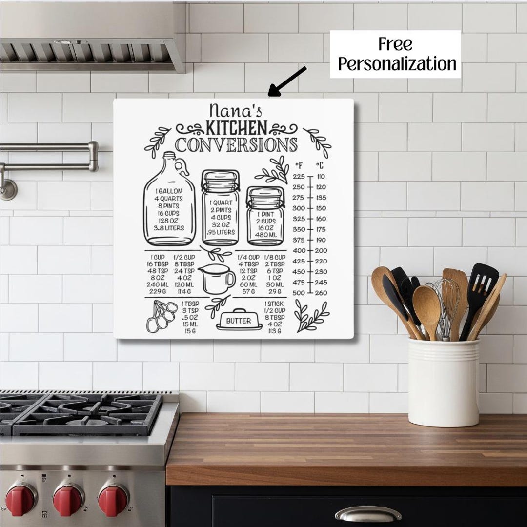 Kitchen Conversion Chart Metal Sign Farmhouse Wall Decor Kitchen ...