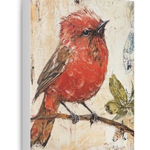 Red Cardinal Art Painting Bird Print on Canvas Bird Art for Home Decor ...