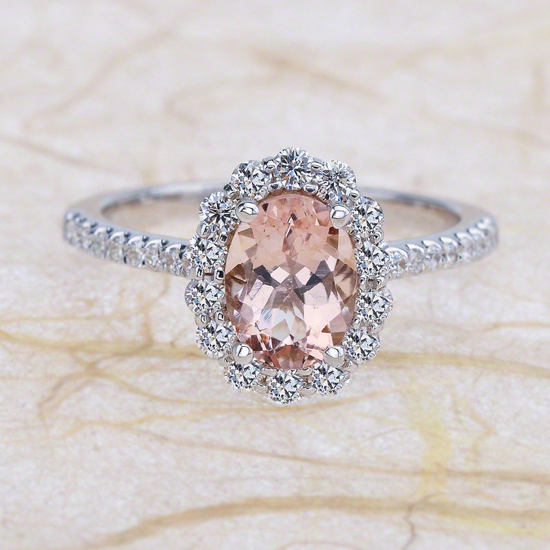Morganite Engagement Ring White Gold Morganite White Gold - Etsy