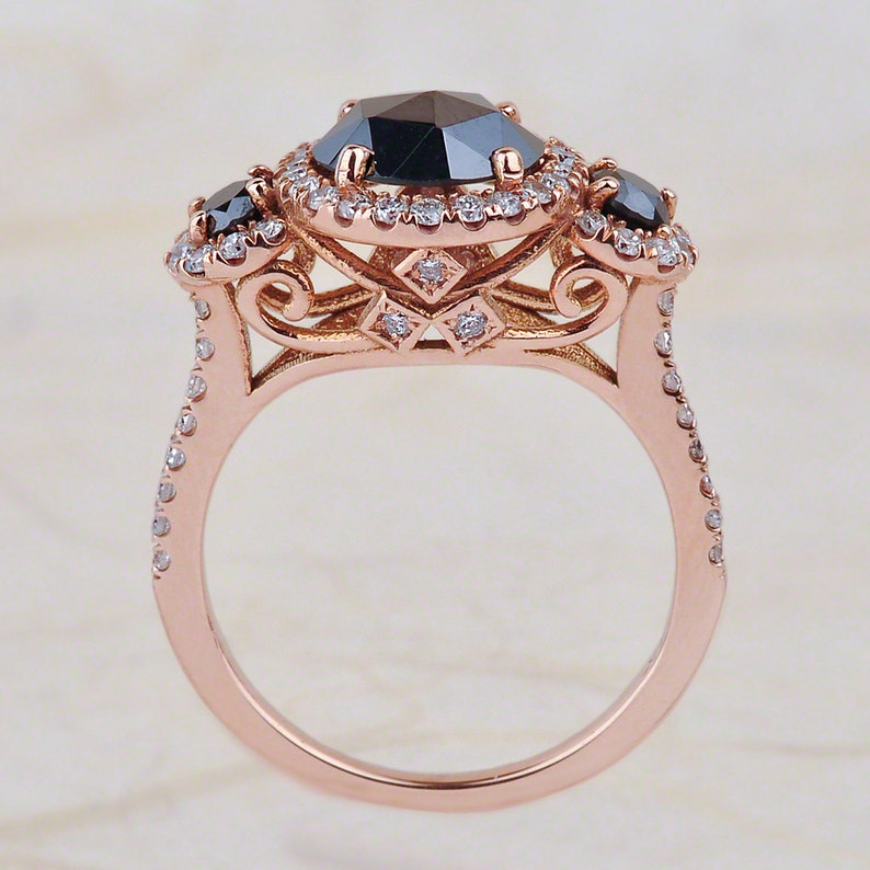 Black Diamond Engagement Ring Rose Gold - Etsy