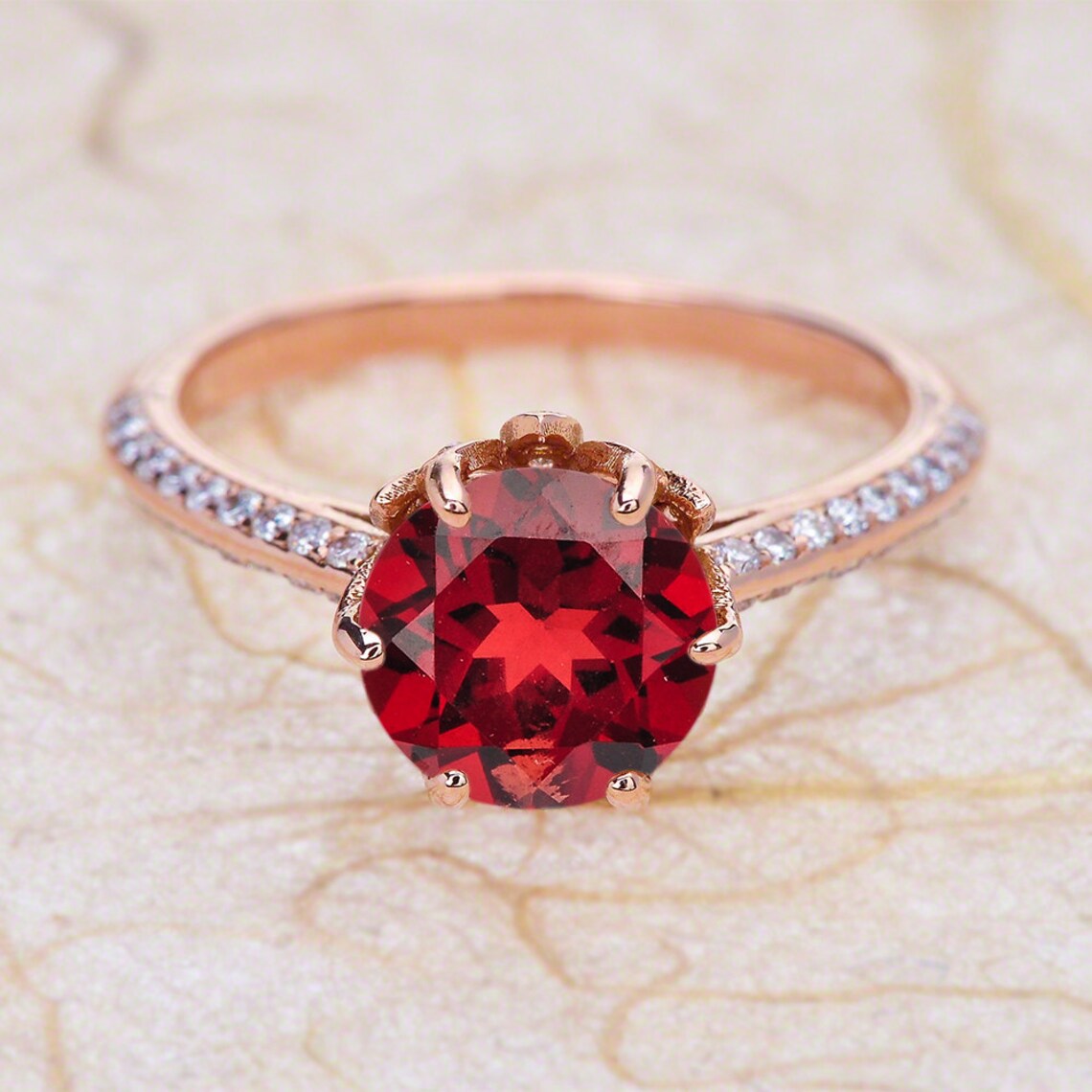 Garnet Engagement Ring Rose Gold / January Birthstone Garnet Engagement ...