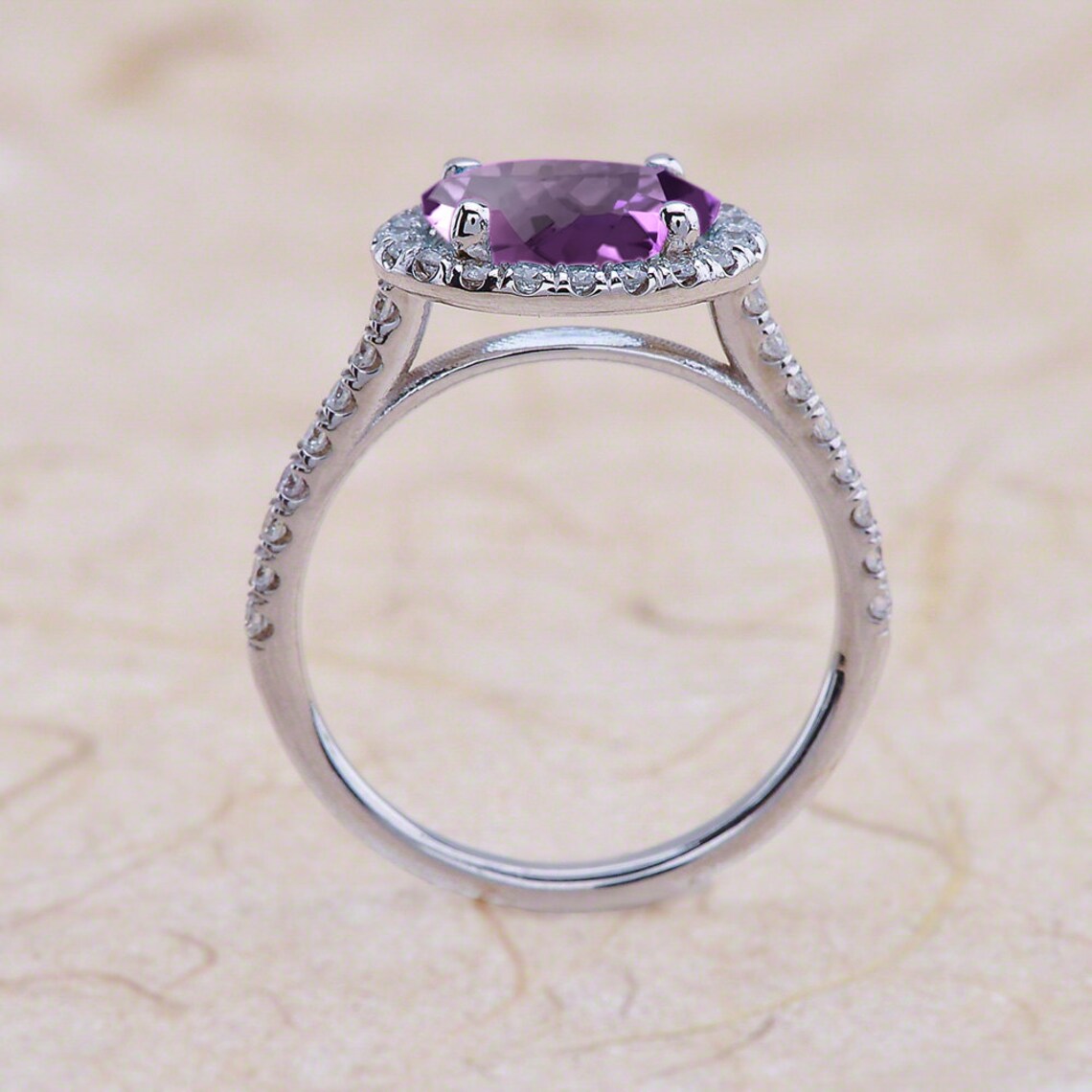 Amethyst Engagement Ring White Gold East West Oval Amethyst - Etsy