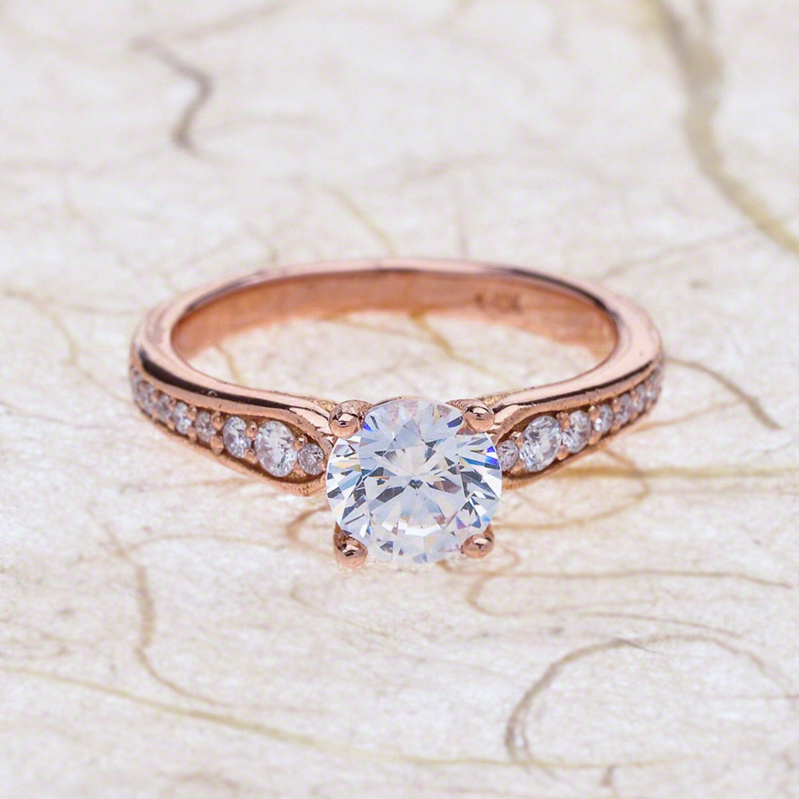 Rose Gold Engagement Ring 14k 6 MM Round NEO Brilliant Moissanite ...