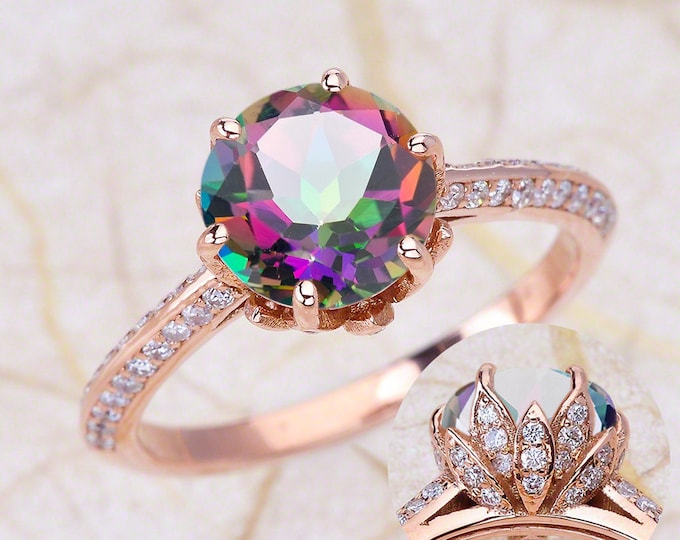 Garnet Engagement Ring Rose Gold / January Birthstone Halo Vintage ...