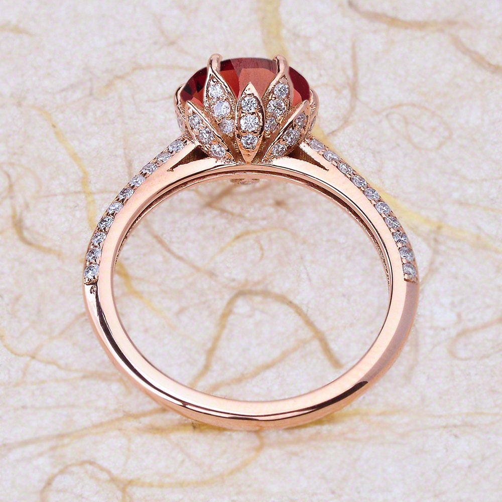 Garnet Engagement Ring Rose Gold / January Birthstone Garnet Engagement ...