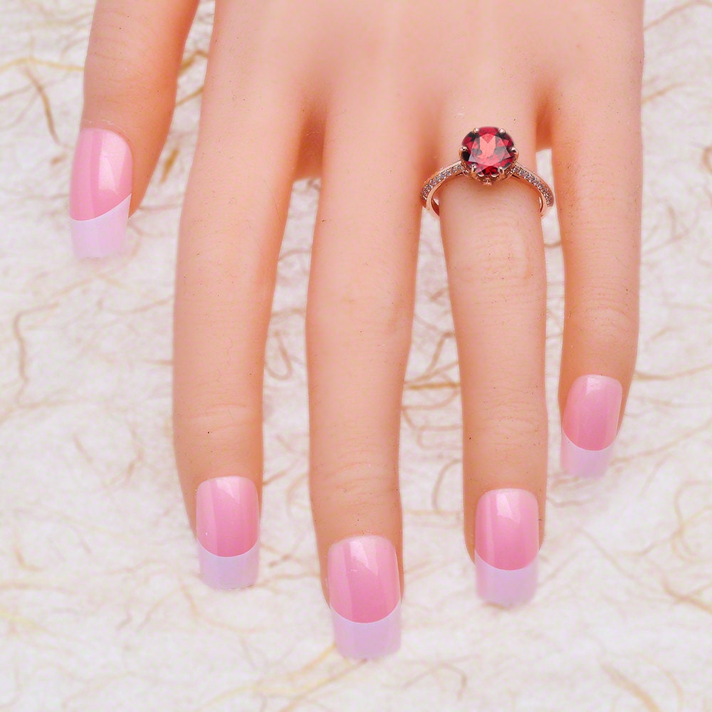 Garnet Engagement Ring Rose Gold / January Birthstone Garnet Engagement ...