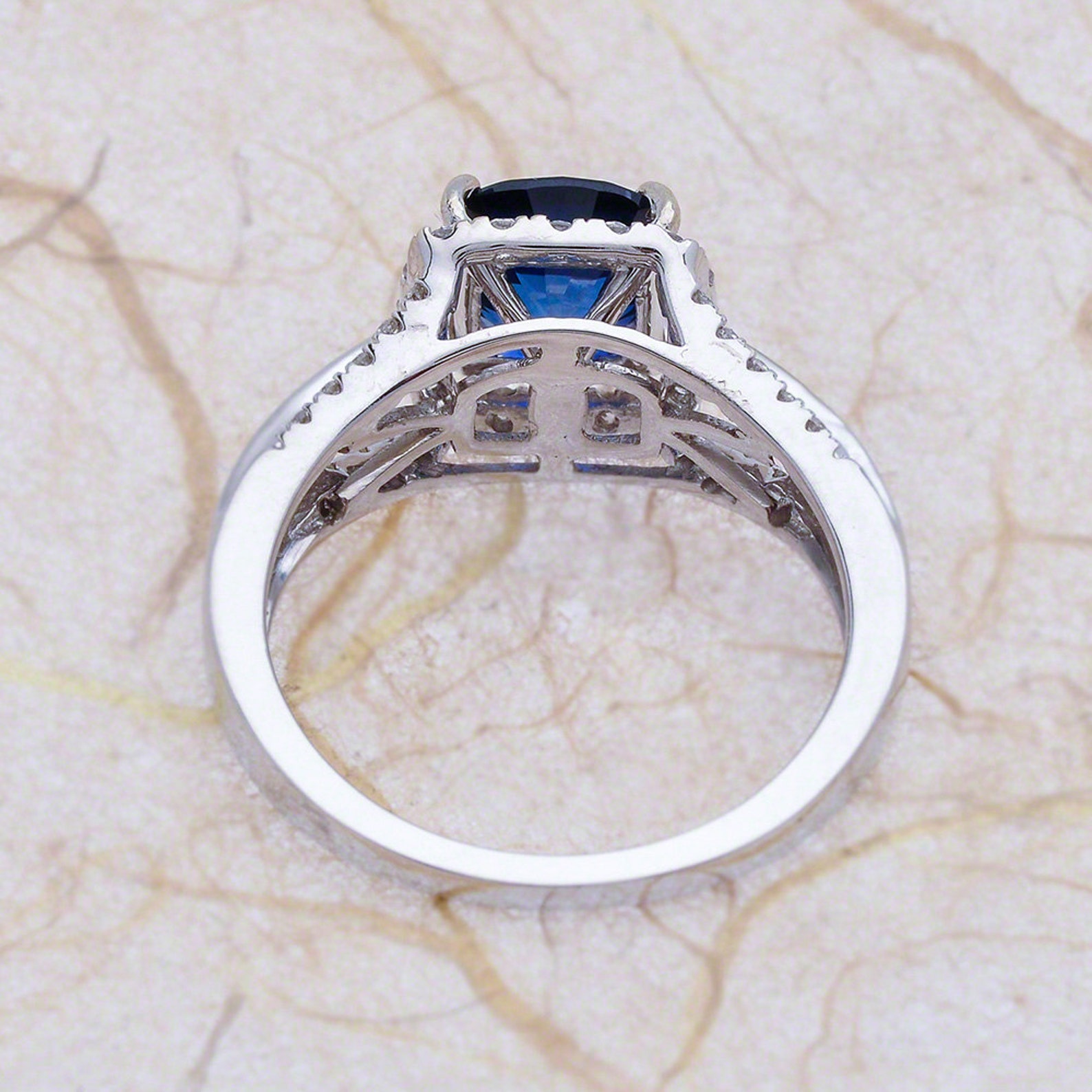 Blue Sapphire Engagement Ring White Gold, Lab Grown Sapphire Engagement ...