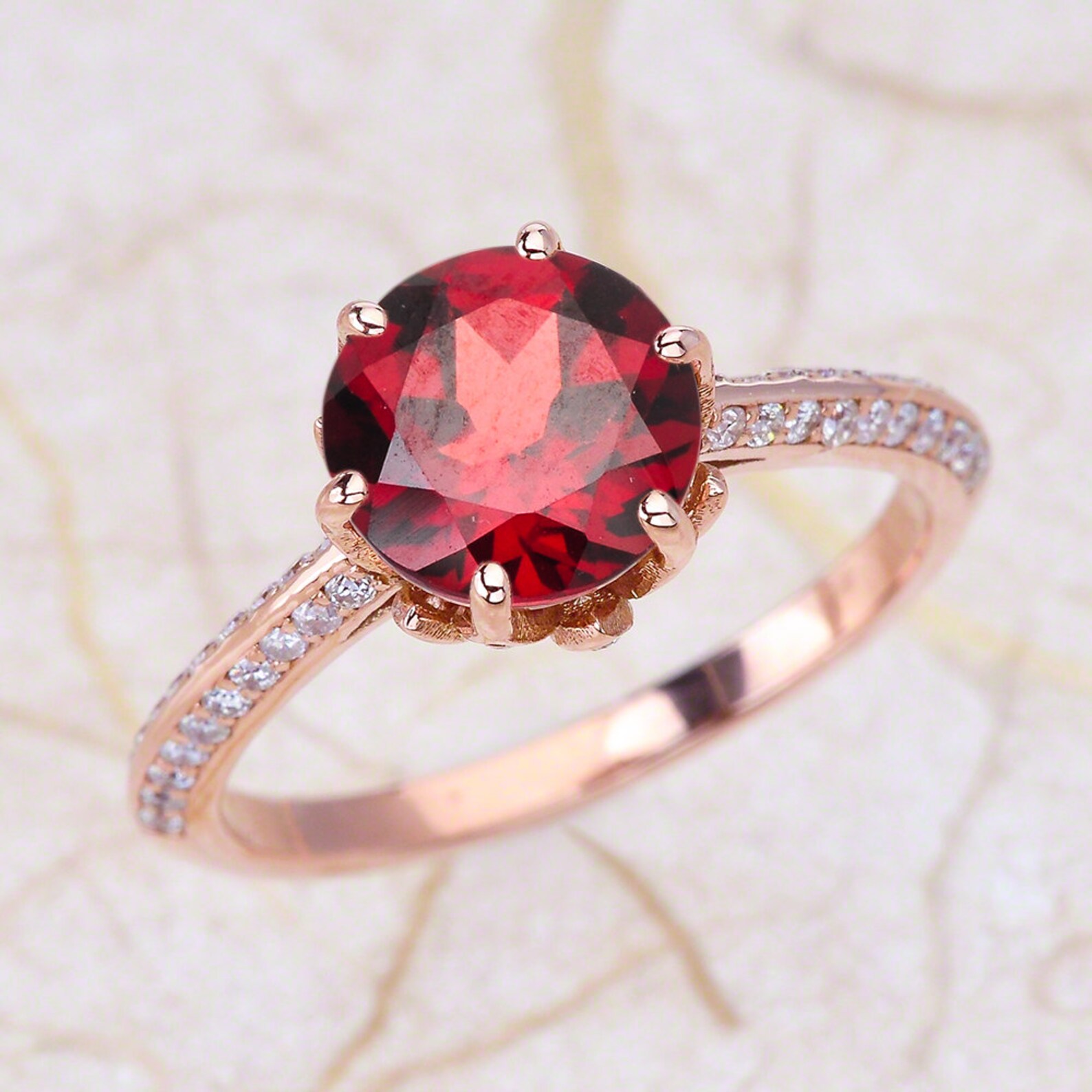 Garnet Engagement Ring Rose Gold / January Birthstone Garnet Engagement ...