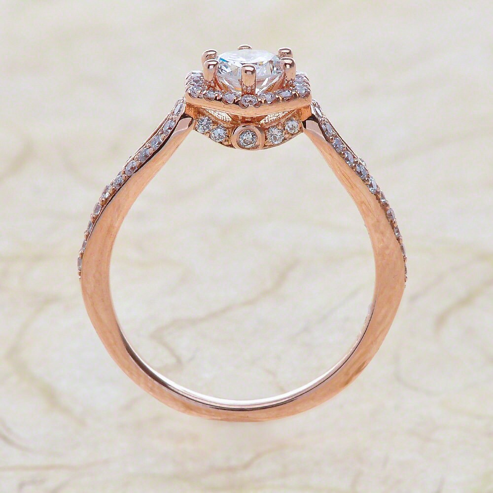 Diamond Engagement Ring Rose Gold Rose Gold Engagement Ring - Etsy