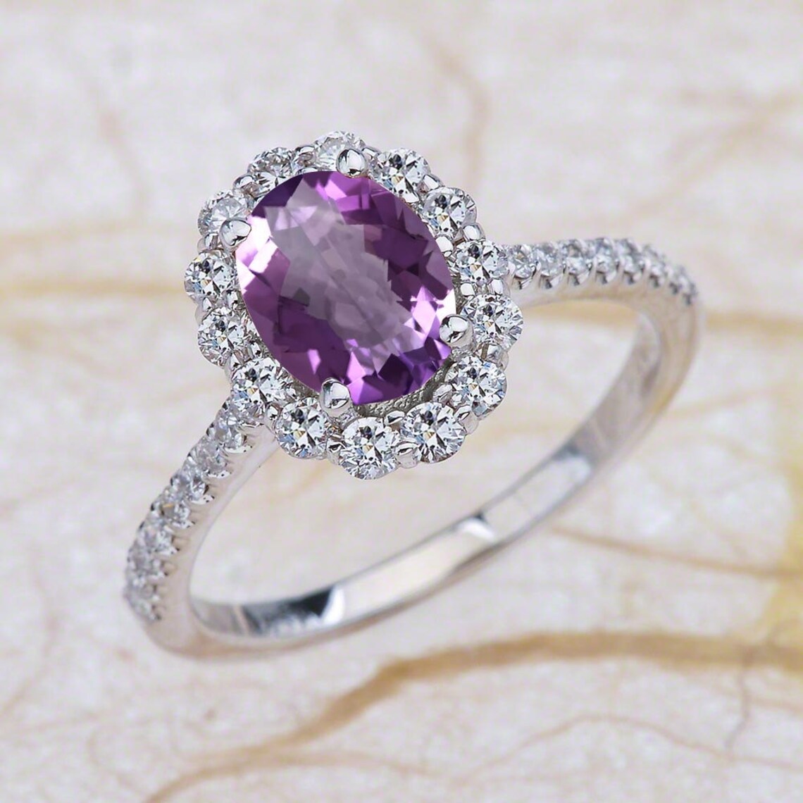 Amethyst Engagement Ring White Gold, Amethyst White Gold Ring, White ...
