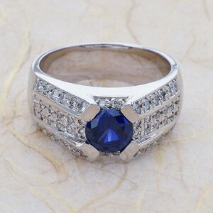 Sapphire Mangagement Ring / White Gold Mangagement Ring / Blue Sapphire ...