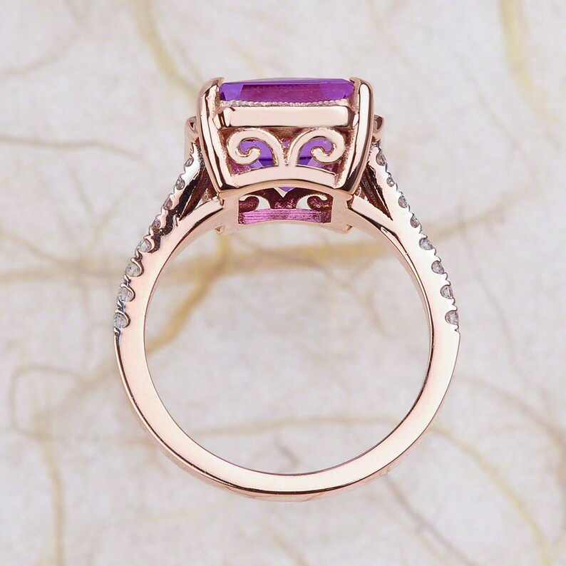 Amethyst Engagement Ring Rose Gold / February Birthstone - Etsy