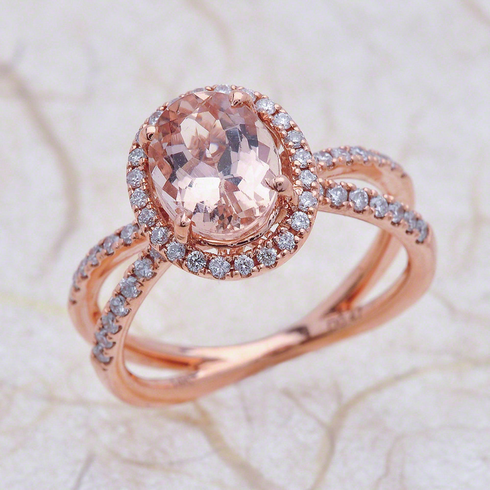 Morganite Halo Engagement Ring Rose Gold Morganite Rose Gold - Etsy