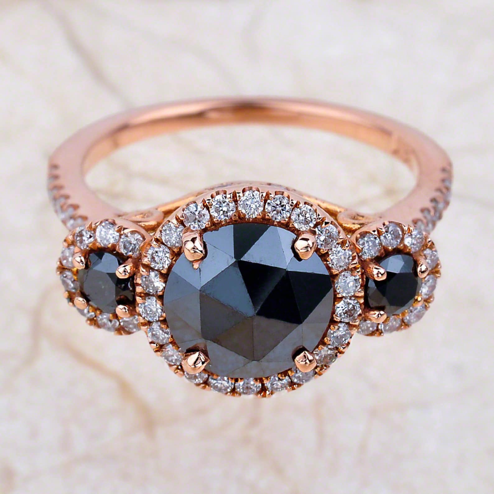 Black Diamond Engagement Ring Rose Gold - Etsy