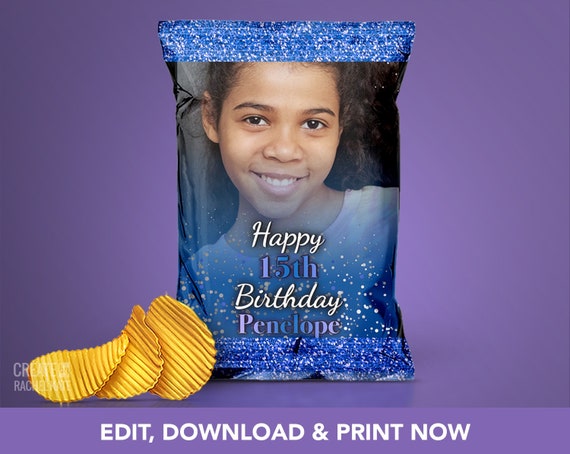 Happy Birthday Primary Colors BLUE Girl Glitter Foil Photo - Etsy
