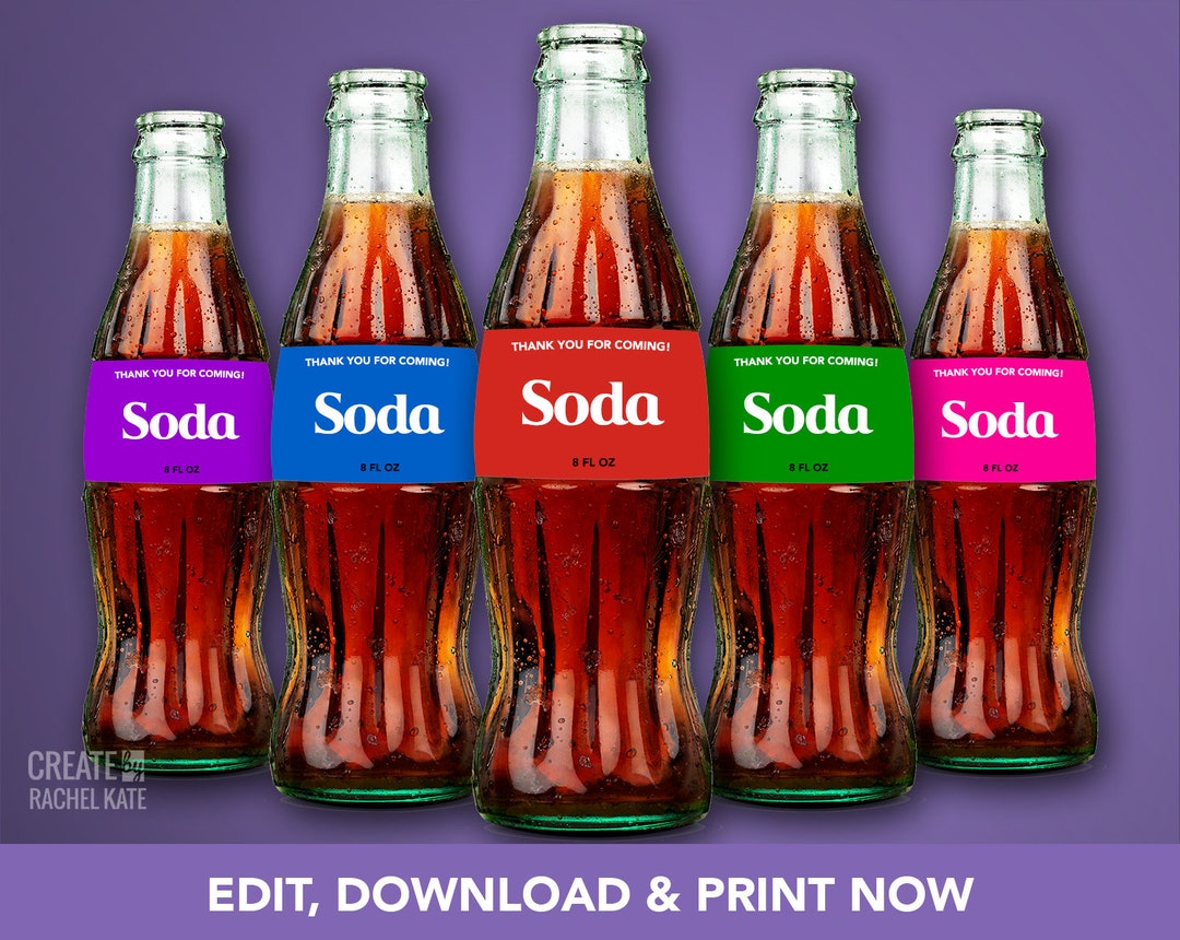 Party Red Cola Soda Glass Bottle Small 8oz Ounce US Stickers Labels ...