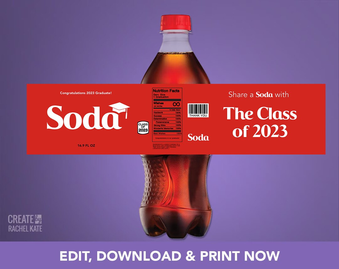 Graduation Red Cola Soda Bottle Small 8oz 12 16 Ounce US Stickers ...