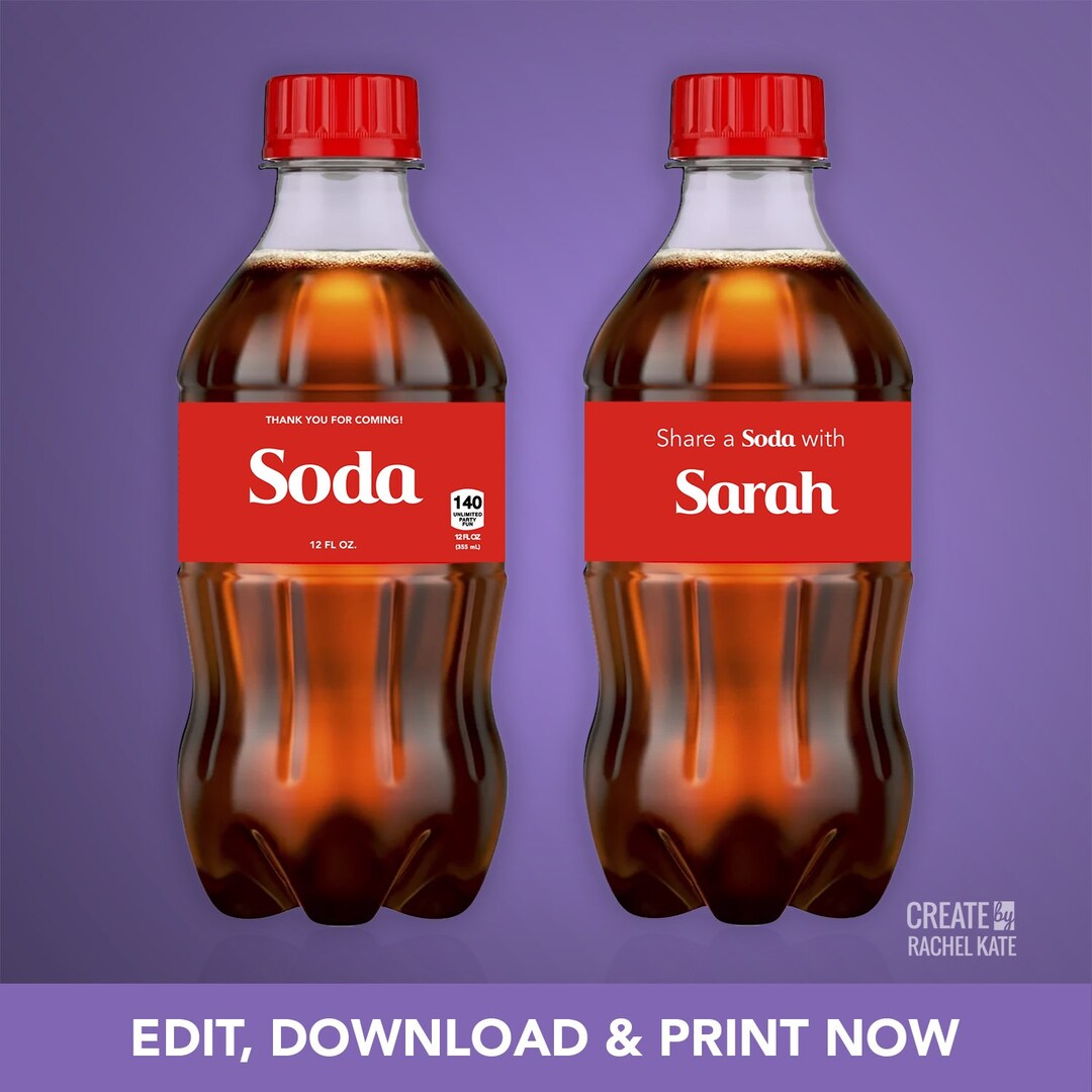 Red Cola Soda Bottle Small 12 Fl Oz Ounce 8 Pack Bottles US Stickers ...