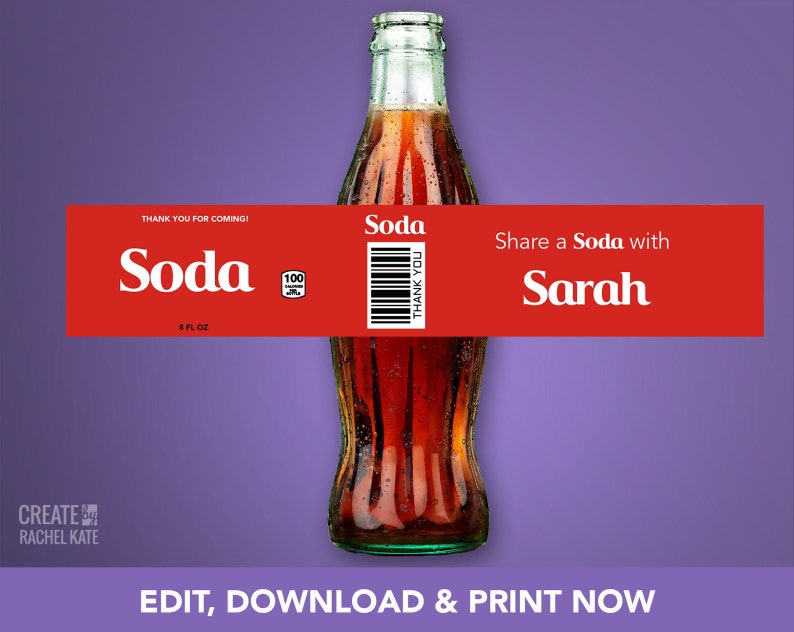 Red Cola Soda Glass Bottle Small 8oz Ounce US Stickers Labels - Etsy