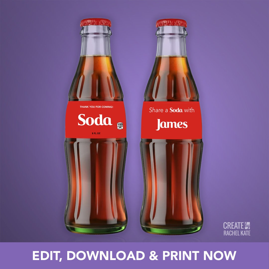 Red Cola Soda Glass Bottle Small 8oz Ounce US Stickers Labels Favors ...