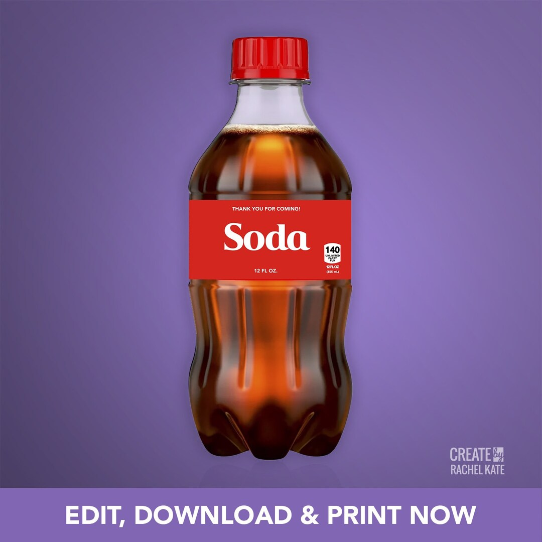 Red Cola Soda Bottle Small 12 Fl Oz Ounce 8 Pack Bottles US Stickers ...