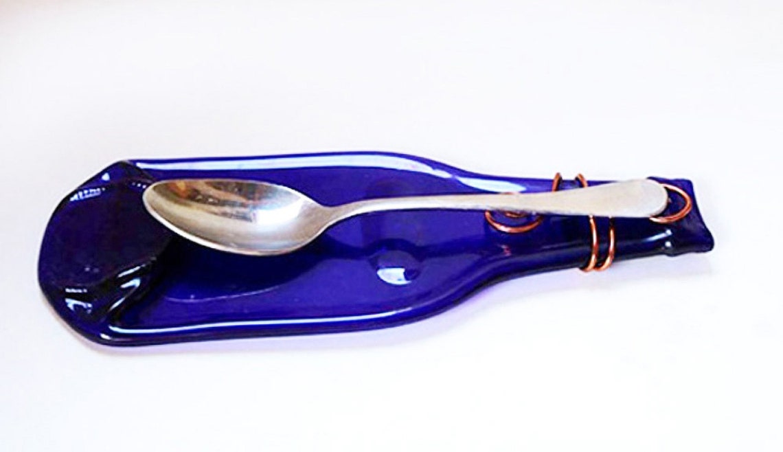 Spoon Rest Kitchen Gifts Cobalt Blue Glass Beer Bottle - Etsy