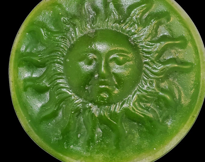 Sun Face Suncatcher Green Stained Glass Window Decor Handmade - Etsy