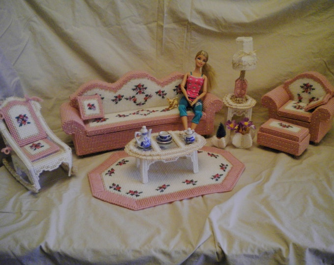Barbie Living Room, Plastic Canvas, Fashion Doll Dream Home Living Room ...