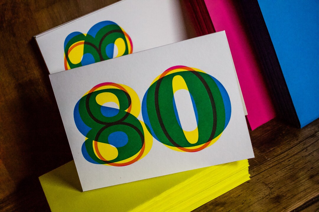 80th Birthday Letterpress Card - Etsy