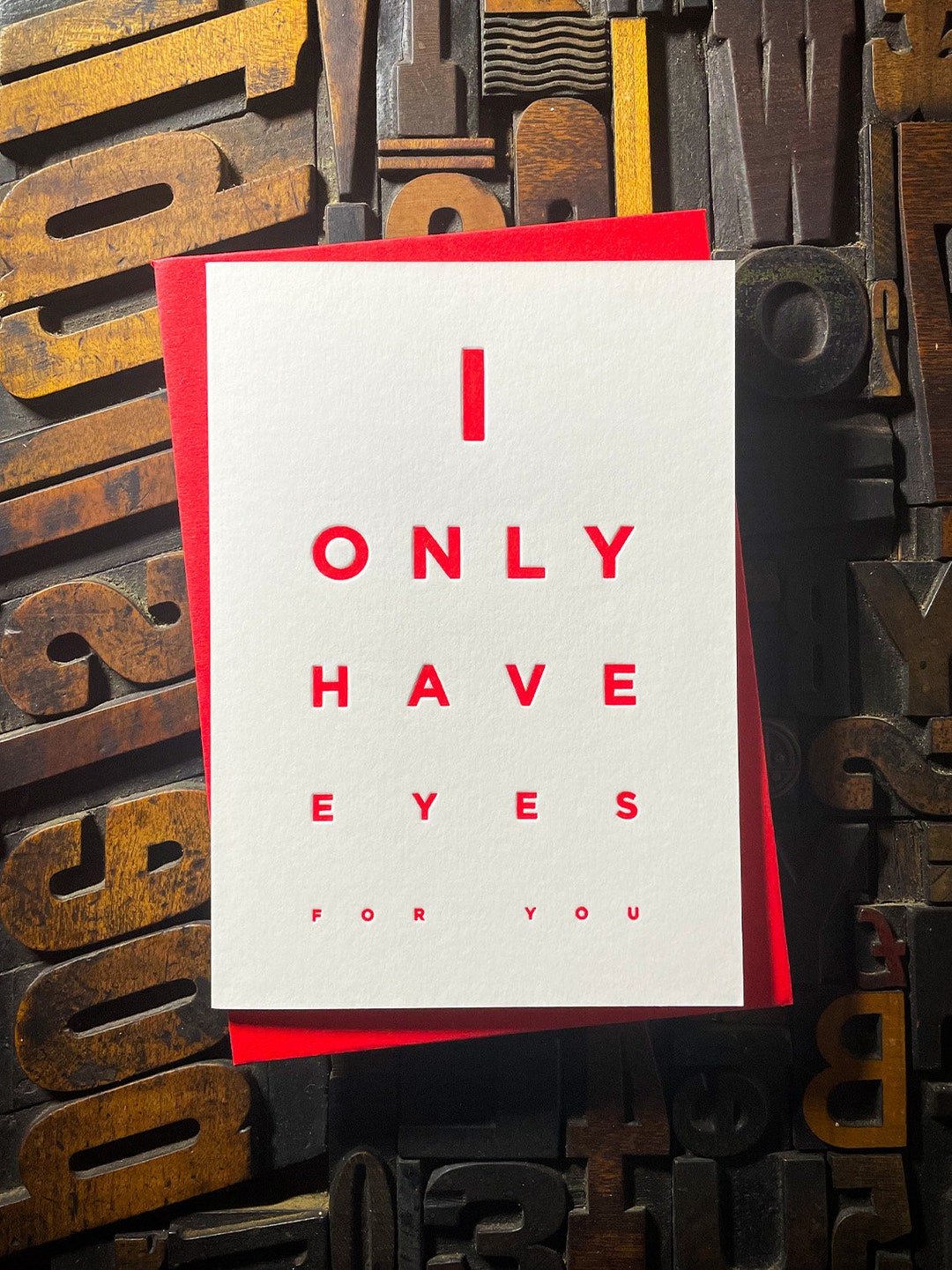 Valentines Letterpress Card | I Only Have Eyes for You - Etsy