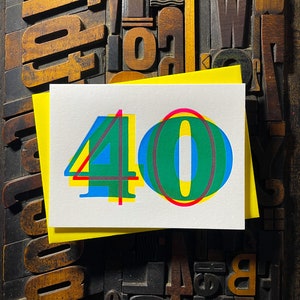 40th Birthday Letterpress Card - Etsy