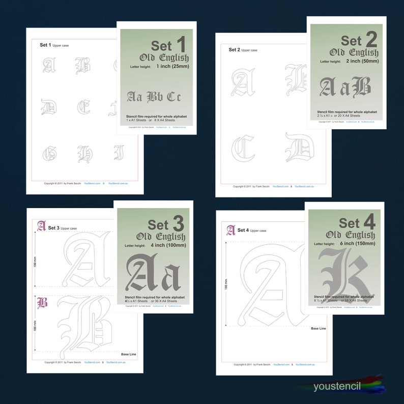 Old English Lettering Printable Stencil Project Ebook PDF - Etsy