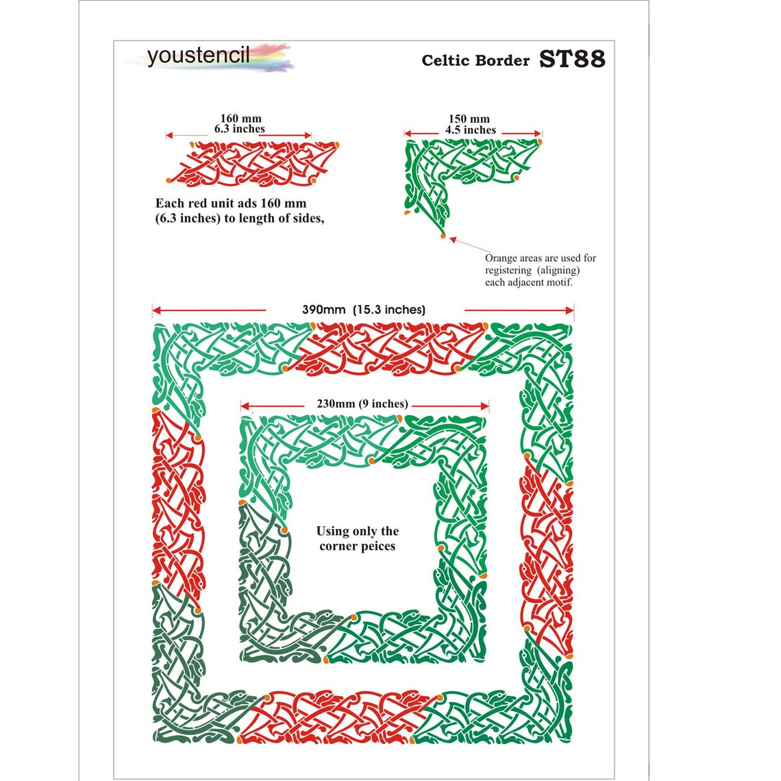 Celtic Border Stencil With Corner. for Walls Furniture and - Etsy