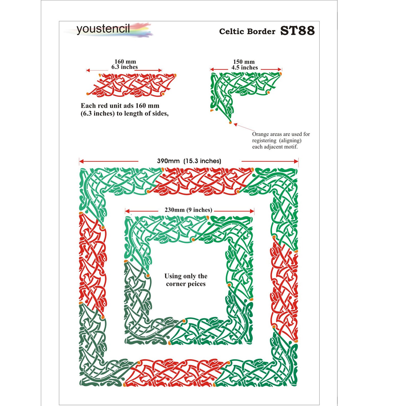 Celtic Border Stencil With Corner. for Walls Furniture and - Etsy