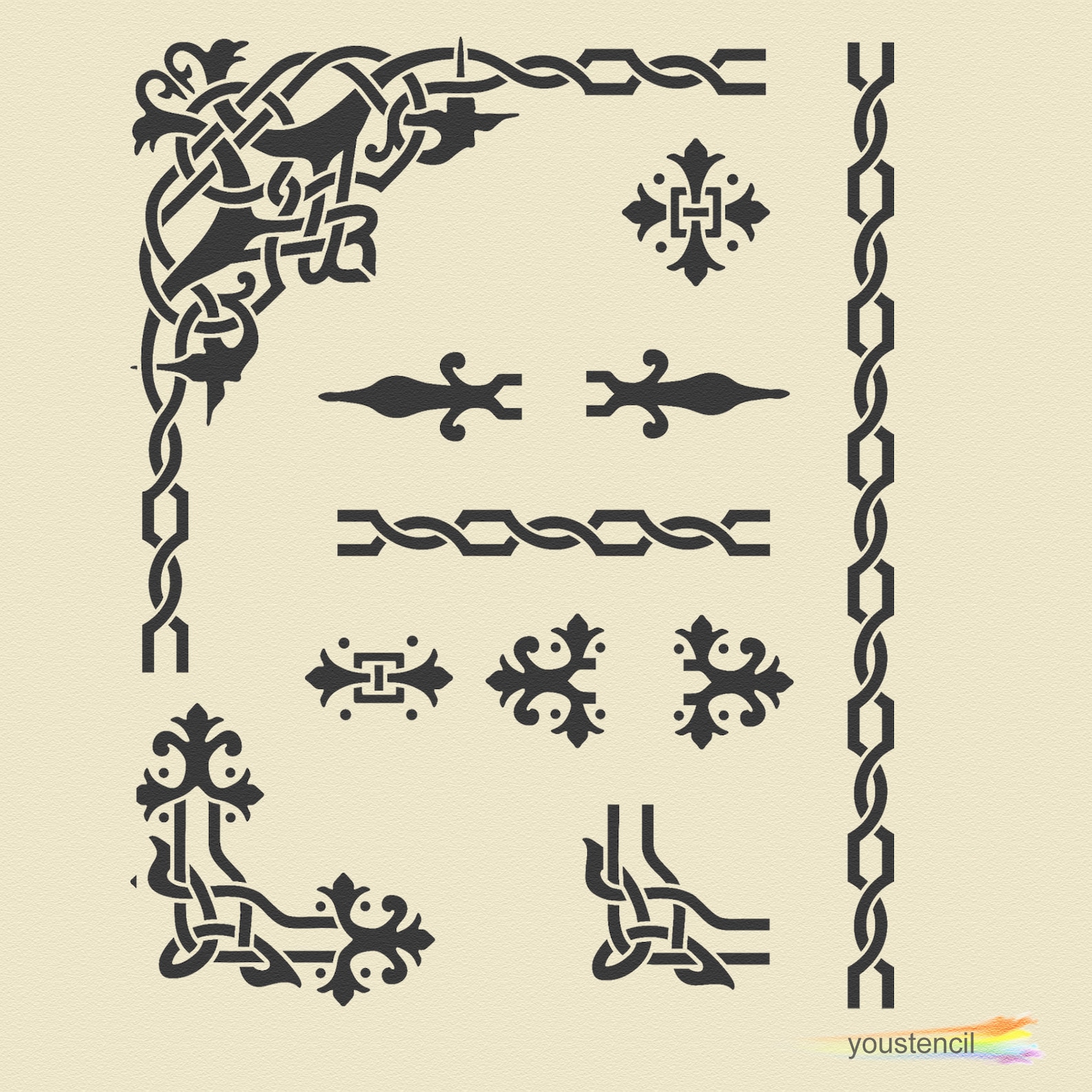 Celtic Knot Corner and Border Stencil Set for Walls Art and | Etsy