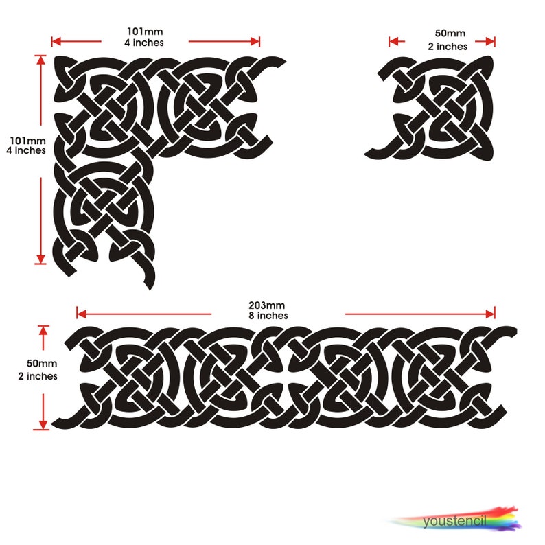 Celtic Border Stencil Set With Corners. ST94 - Etsy