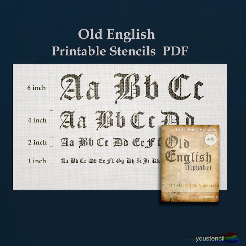 Old English Lettering Printable Stencil Project Ebook PDF - Etsy