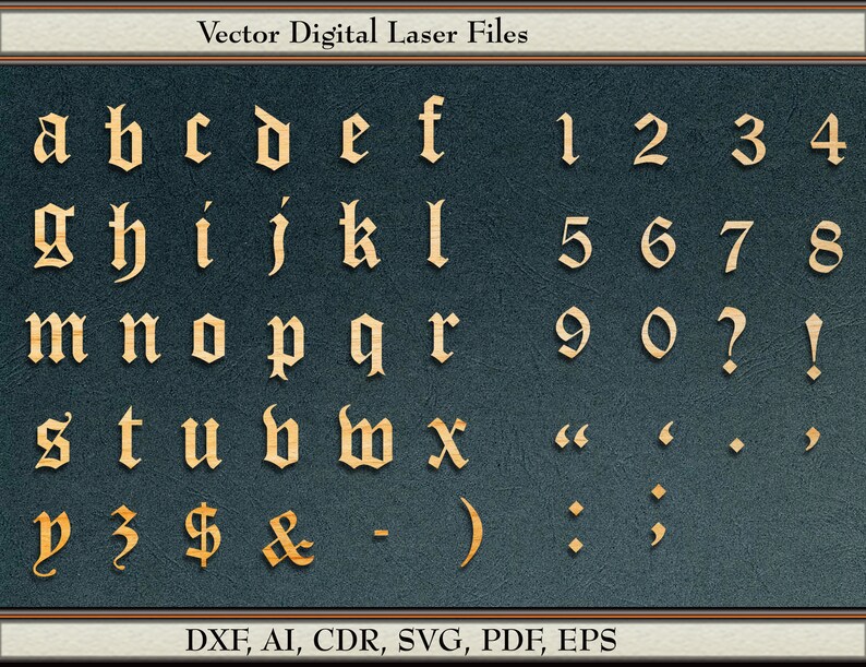 Old English Lettering, Vector. Svg, Dxf, Ai, Cdr, Pdf, Eps. for Laser ...