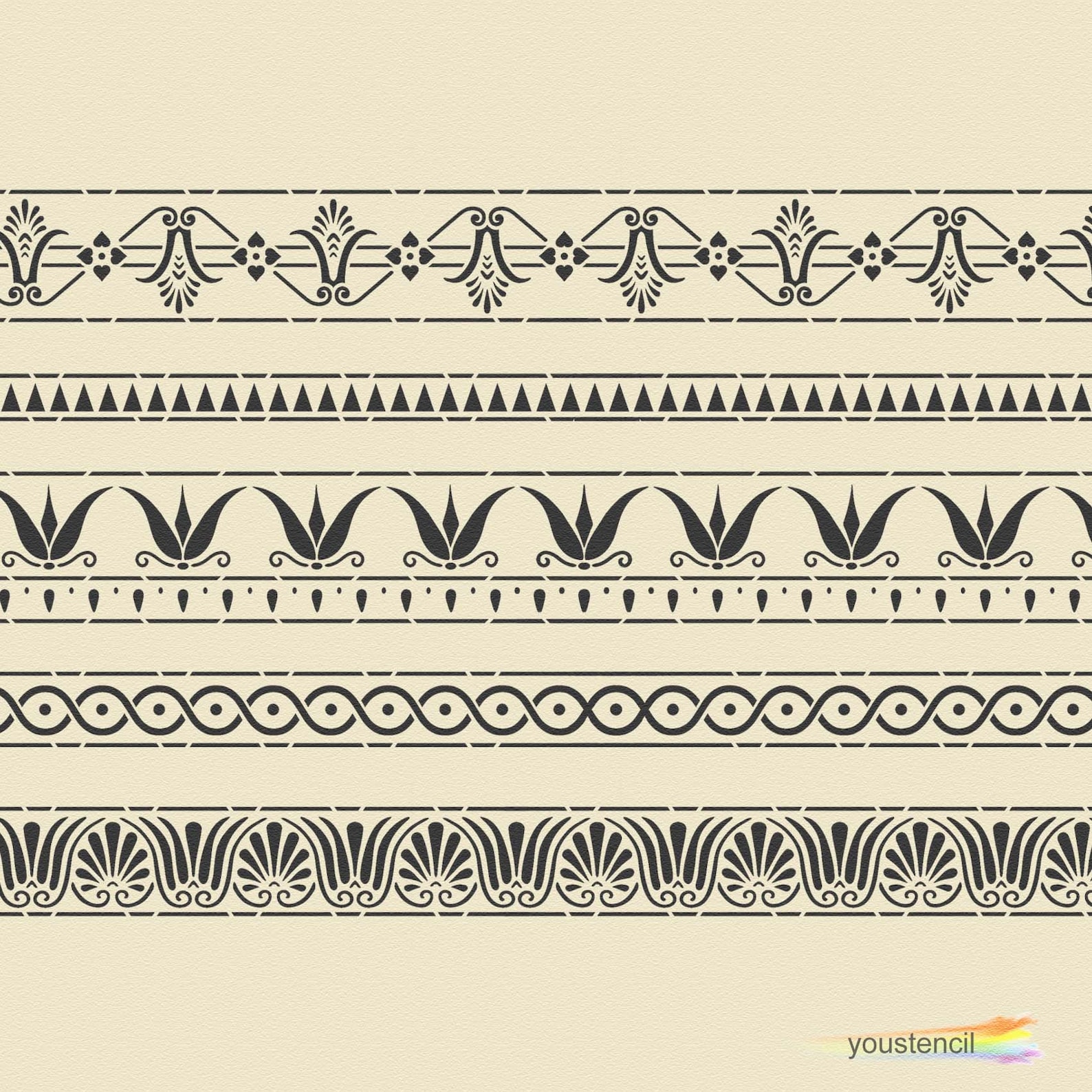 Greek Decorative Borders Stencil for Walls Art and - Etsy