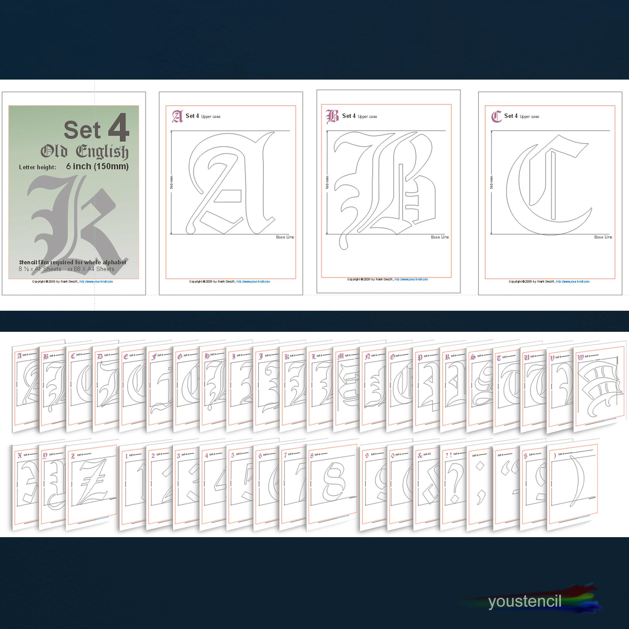Old English Lettering Printable Stencil Project Ebook PDF - Etsy Australia