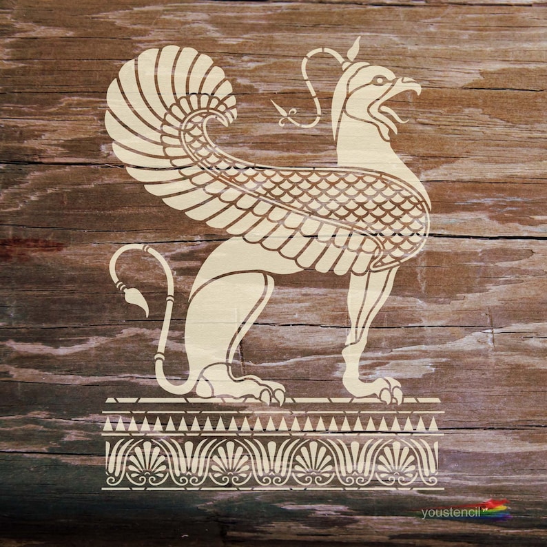Greek Griffin Stencil . for Art Walls and Furniture. ST102 | Etsy