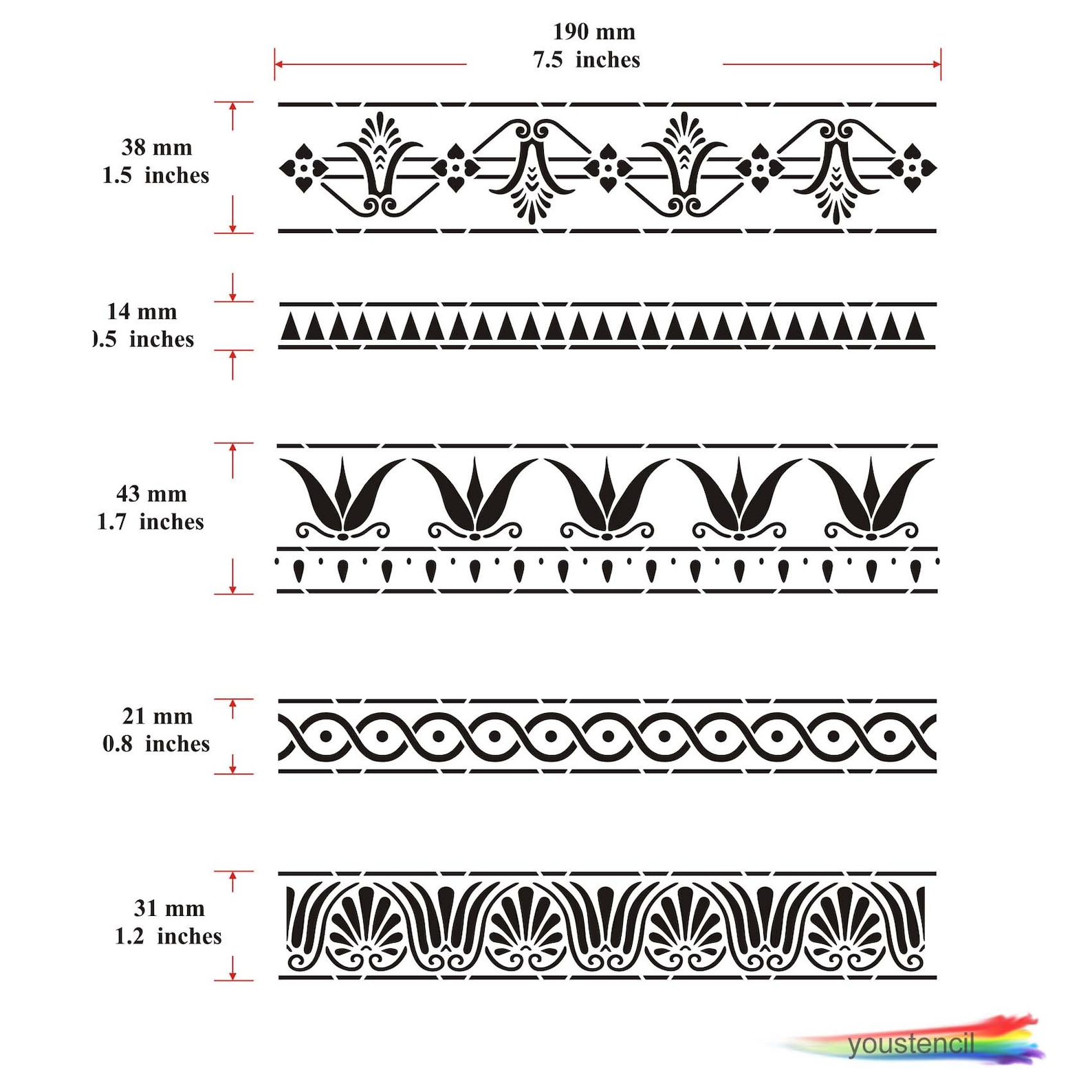 Greek Decorative Borders Stencil for Walls Art and - Etsy