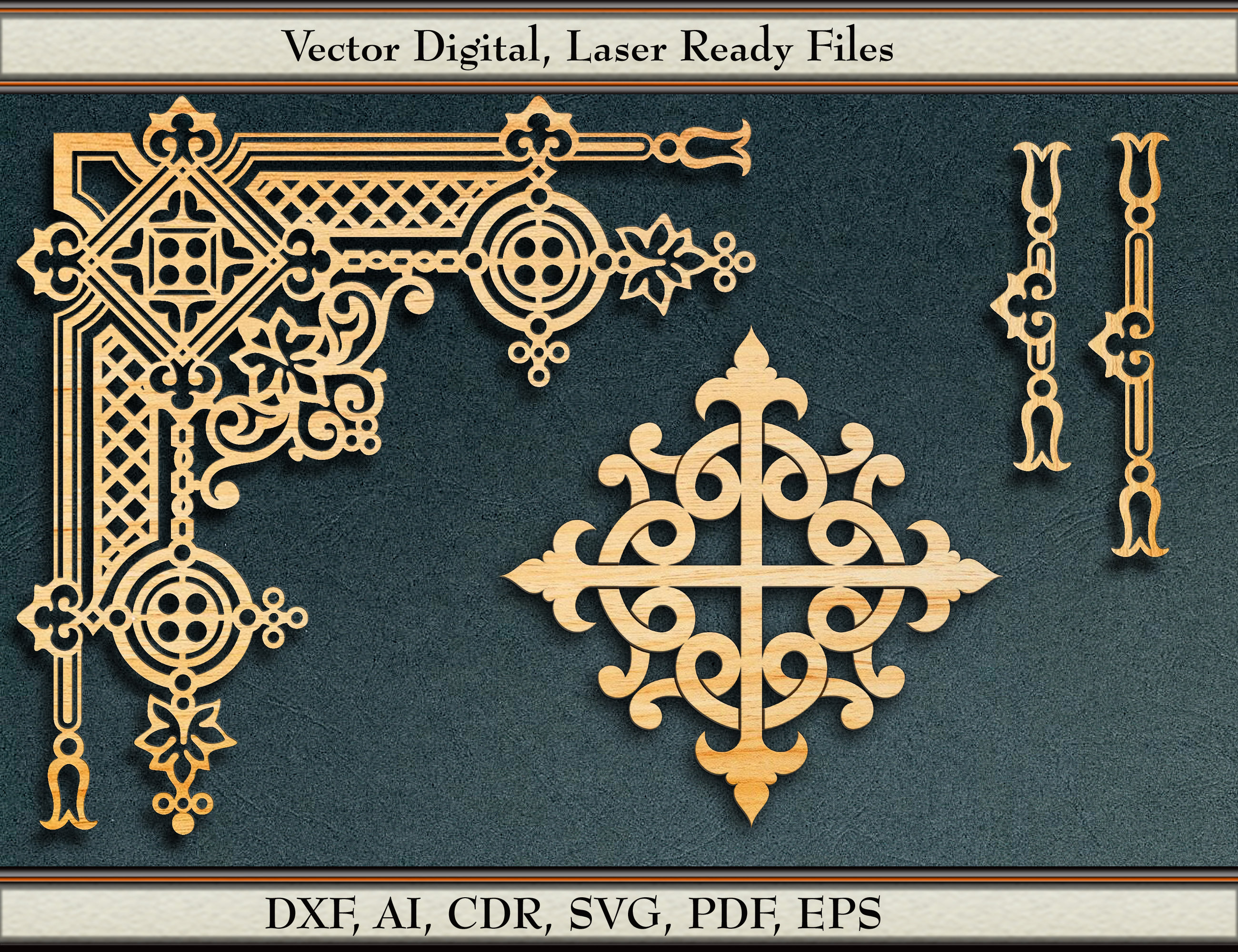 Blue Filigree Corner Border