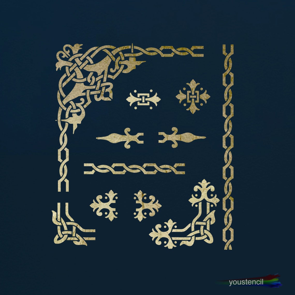 Celtic Knot Corner and Border Stencil Set for Walls Art and | Etsy