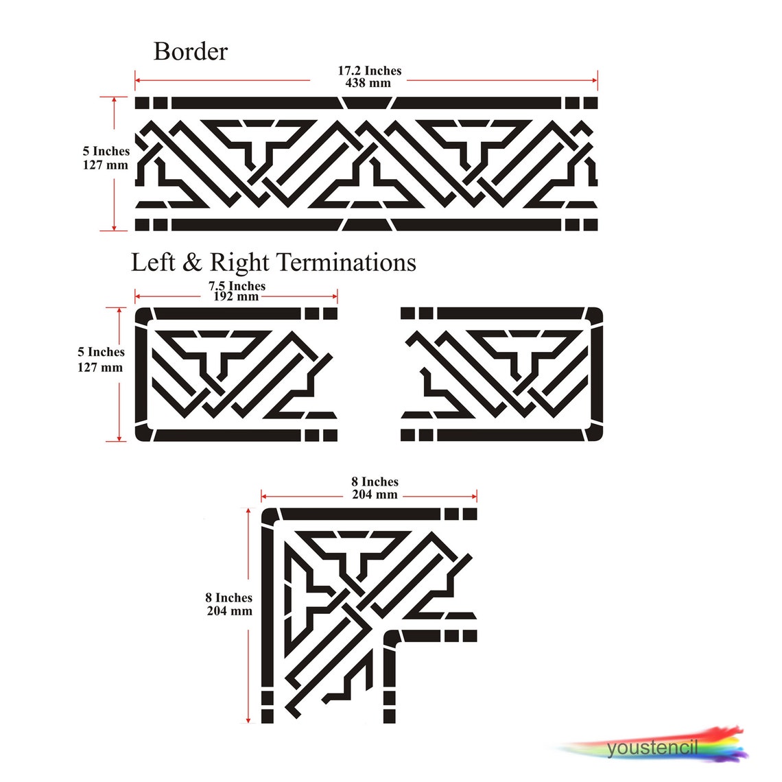 Moroccan Border Stencil Extra Large With Corner &terminations - Etsy