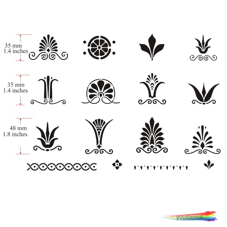 Greek Decorative Motifs Stencil 3 for Walls Art and | Etsy